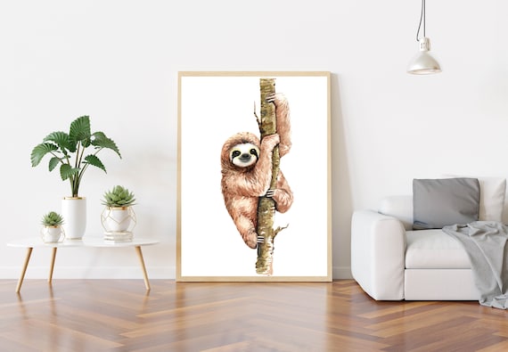 Sloth wall print Sloth poster animals wall art Sloth wall | Etsy