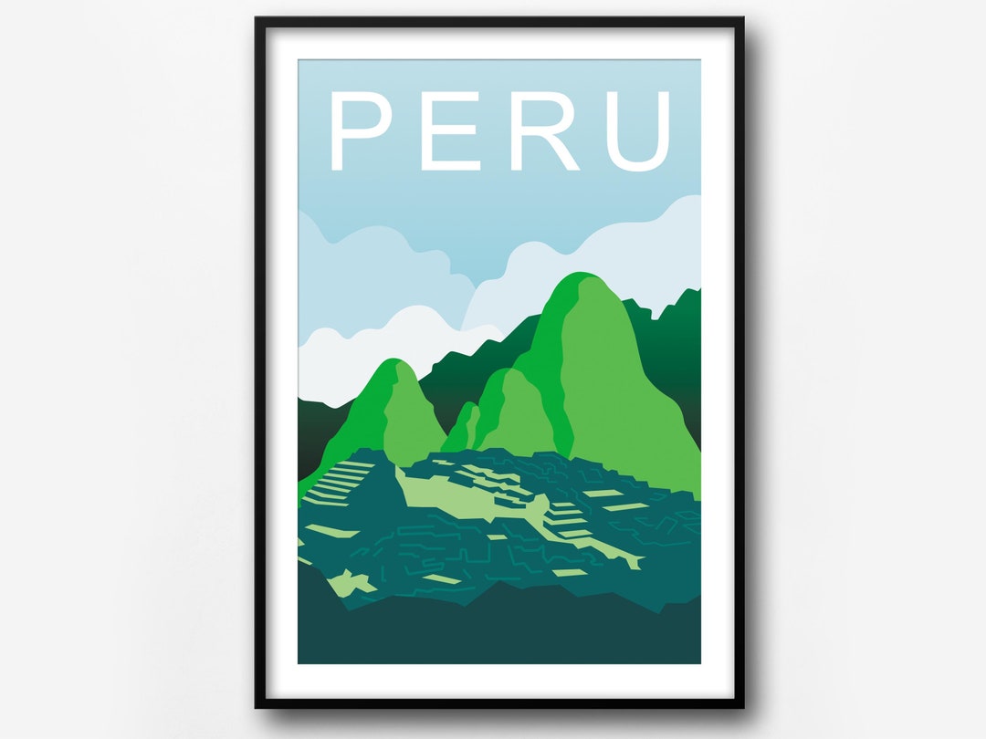 Peru Travel Poster, Machu Picchu Wall Print, Peru Retro Poster, Home ...