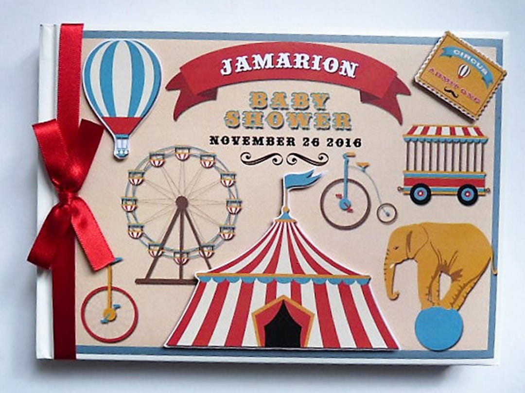 Personalised Vintage Circus Birthday Guest Book, Vintage Circus Baby ...