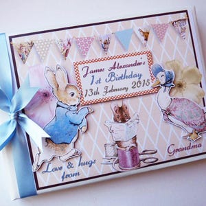 Personalised Peter Rabbit Birthday Guest Book, Peter Rabbit Baby Shower ...