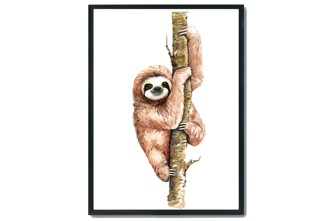 Sloth wall print Sloth poster animals wall art Sloth wall | Etsy