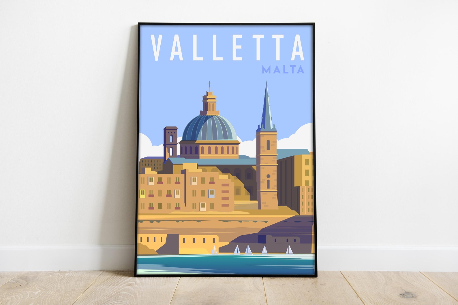 Valletta Travel Poster Valletta Retro City Poster Malta - Etsy