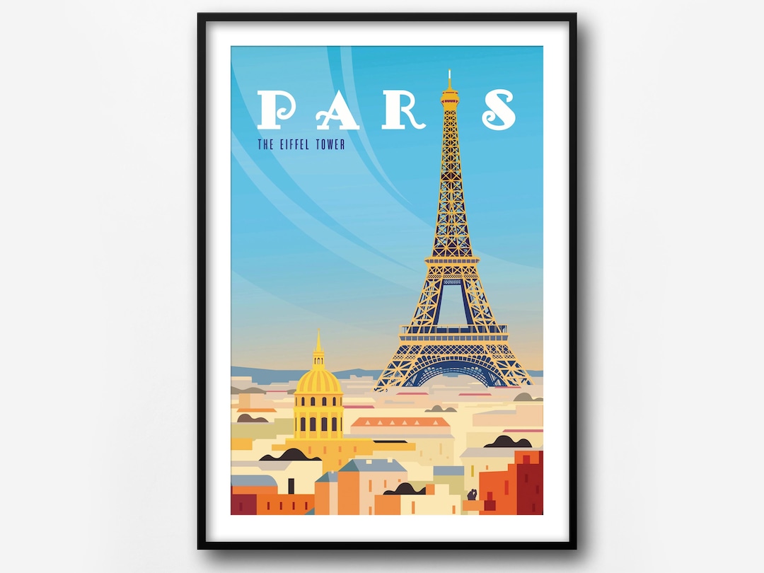 Paris Travel Print, Paris City Poster, France Retro Travel Poster, Home ...