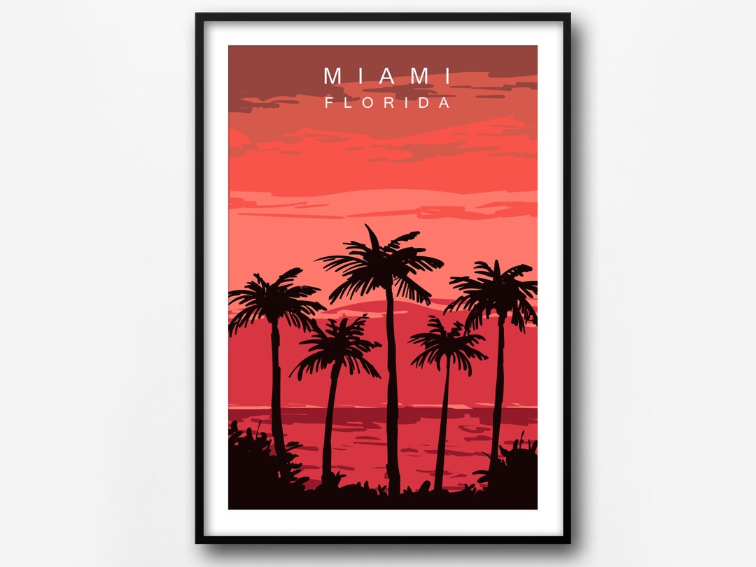 Miami Vintage Travel Poster, Miami Retro Travel Poster, Miami Travel ...