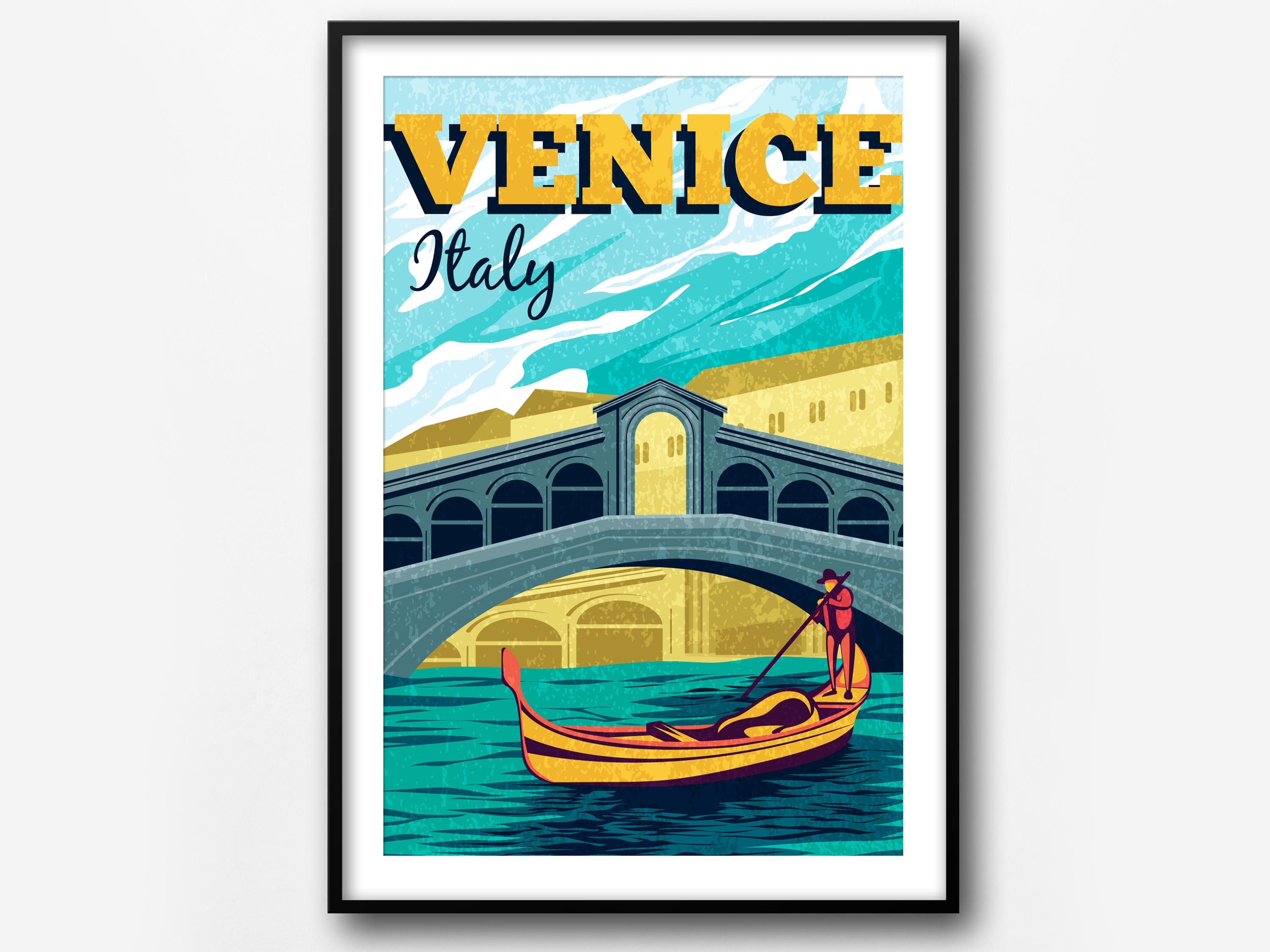 Venice Travel Poster Venice Retro City Poster Italy Travel - Etsy UK