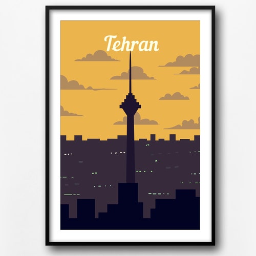 Tehran Poster Art Print City Skyline Tehran Province Iran | Etsy