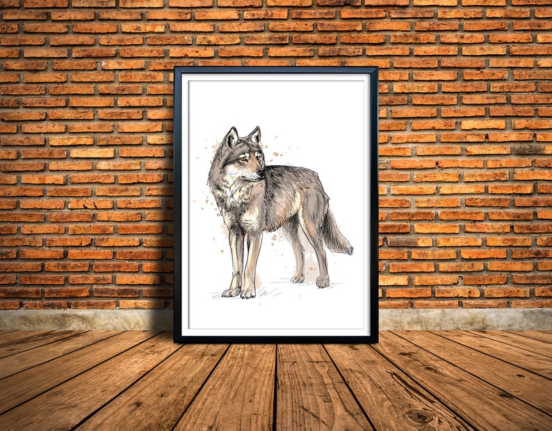 Wolf Print Wolf Watercolour Illustration Wolf Wall Art Wolf - Etsy