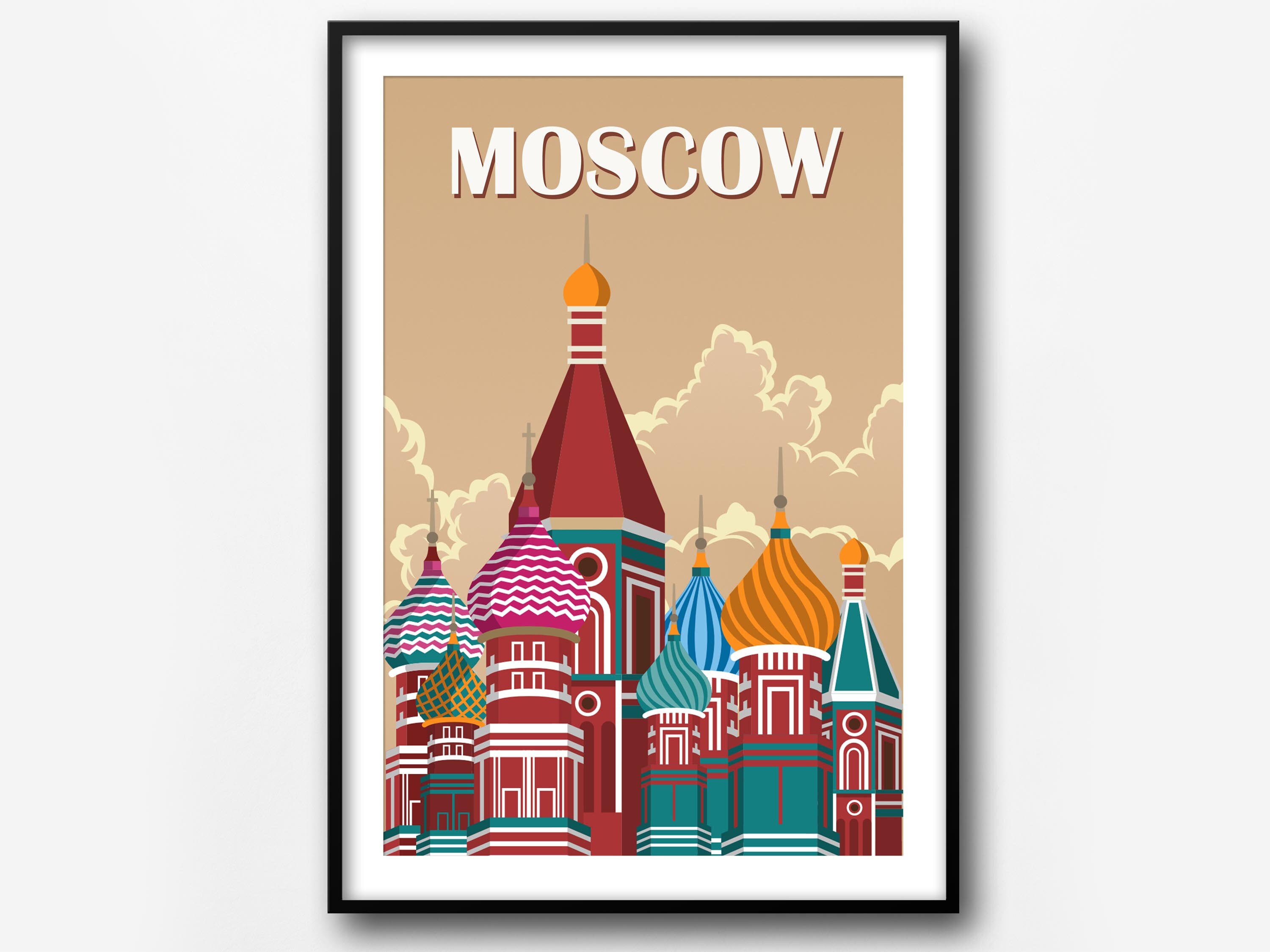 Moscow Travel Poster Moscow Retro City Poster Russia Travel | Etsy