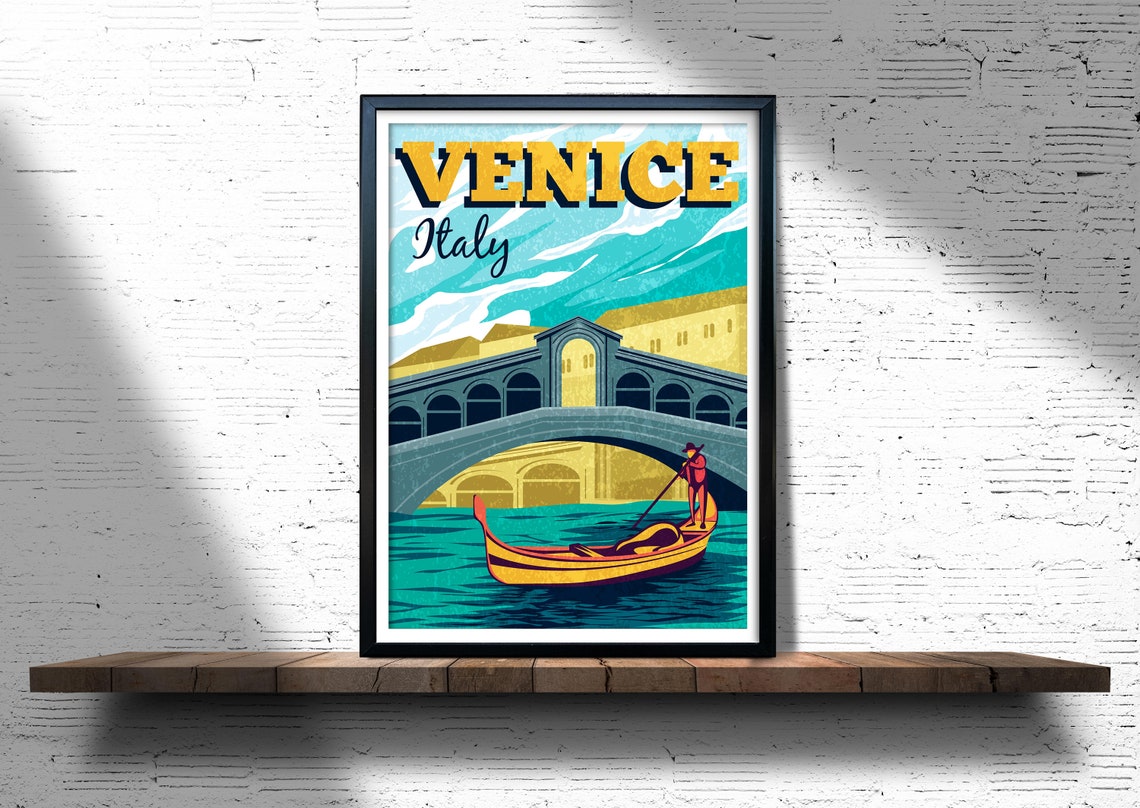 Venice Travel Poster Venice Retro City Poster Italy Travel - Etsy UK