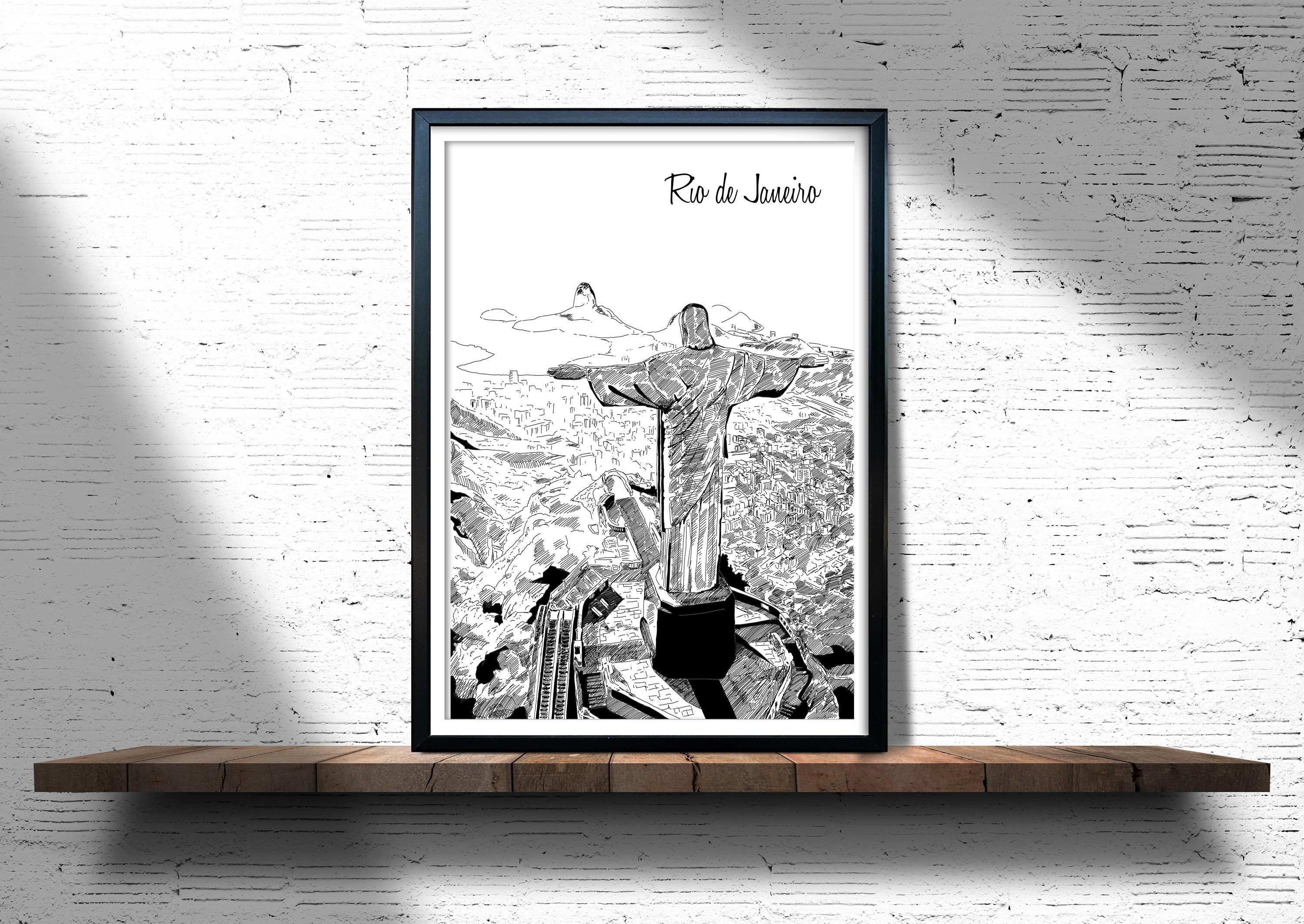 Rio De Janeiro Sketch Rio De Janeiro Skyline Print Brazil - Etsy UK