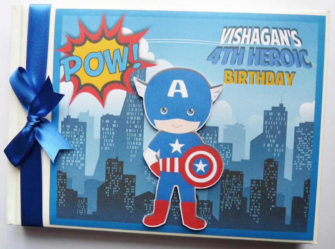 Personalised Superhero Boys Birthday Guest Book Superhero - Etsy