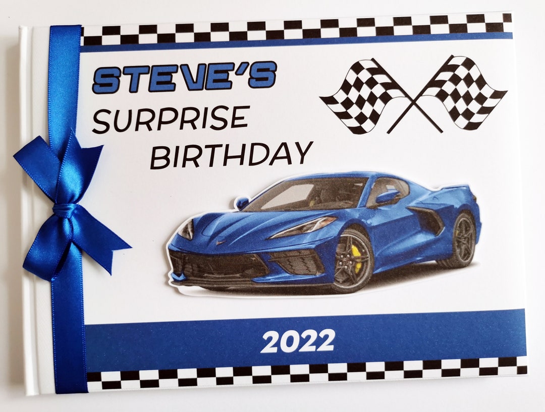 Personalised Racing Cars Birthday Guest Book, Blue Racing Car Guest ...