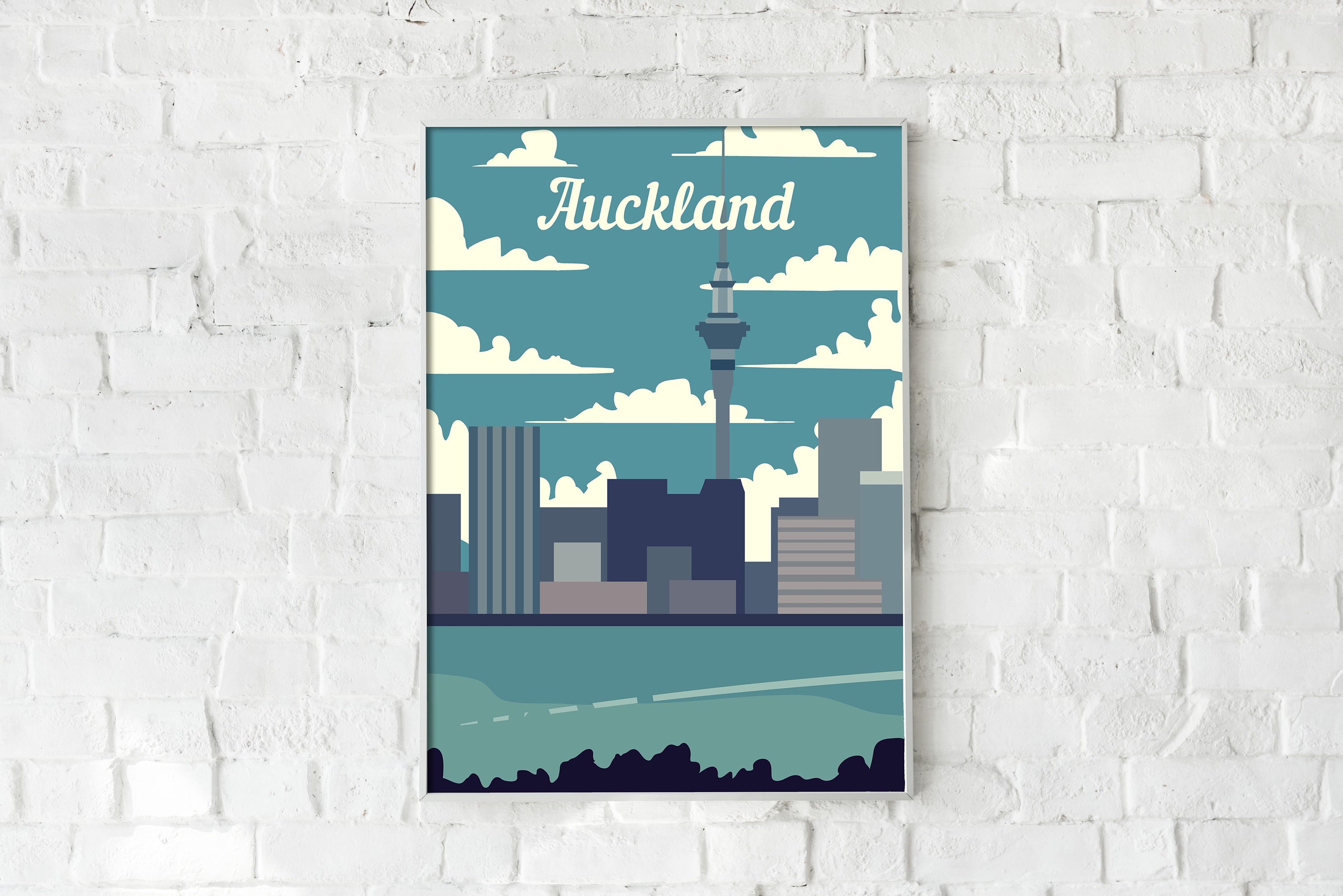 Auckland travel poster Auckland retro city poster New | Etsy
