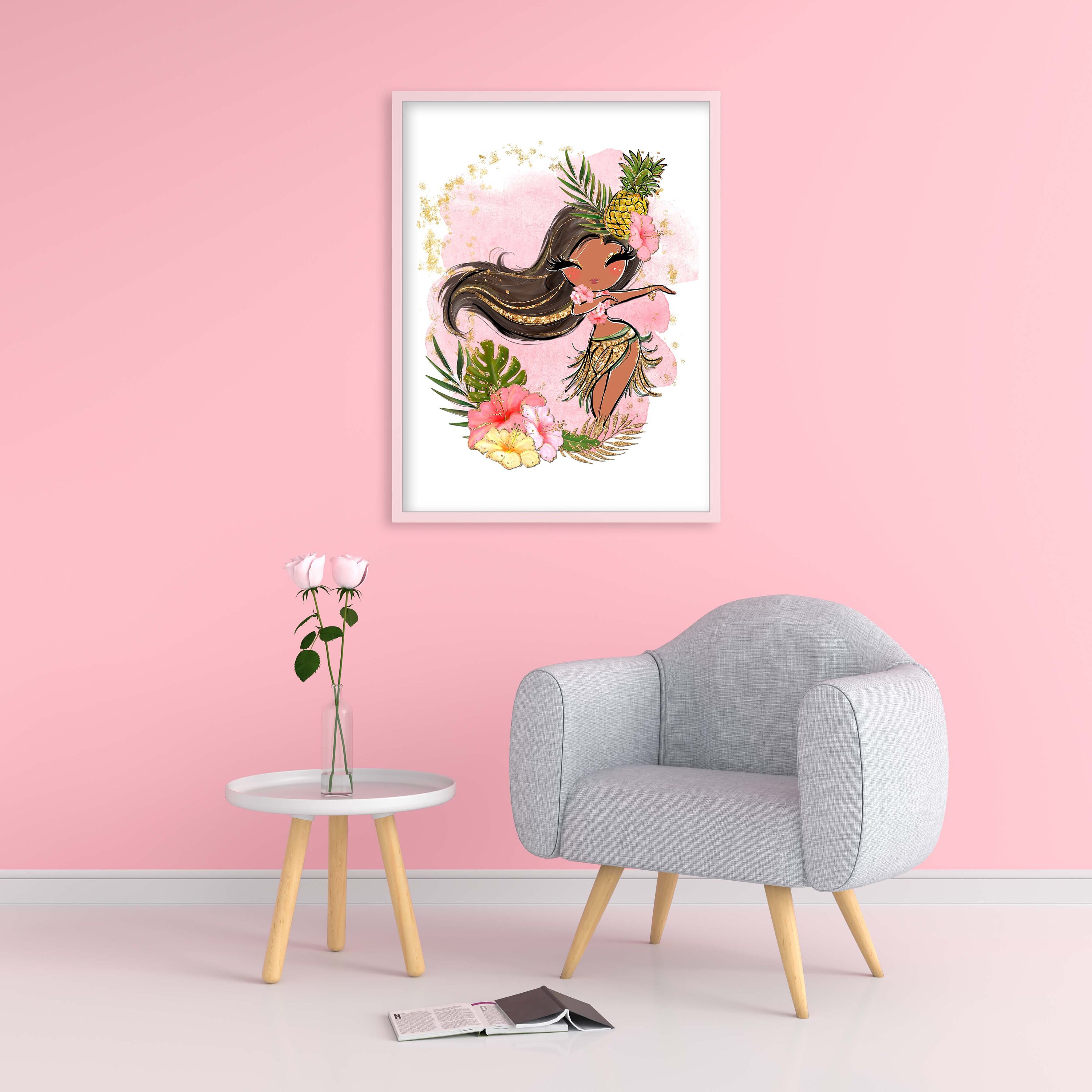 Tropical Hula Girl Wall Print Tropical Hawaiian Luau Nursery | Etsy UK