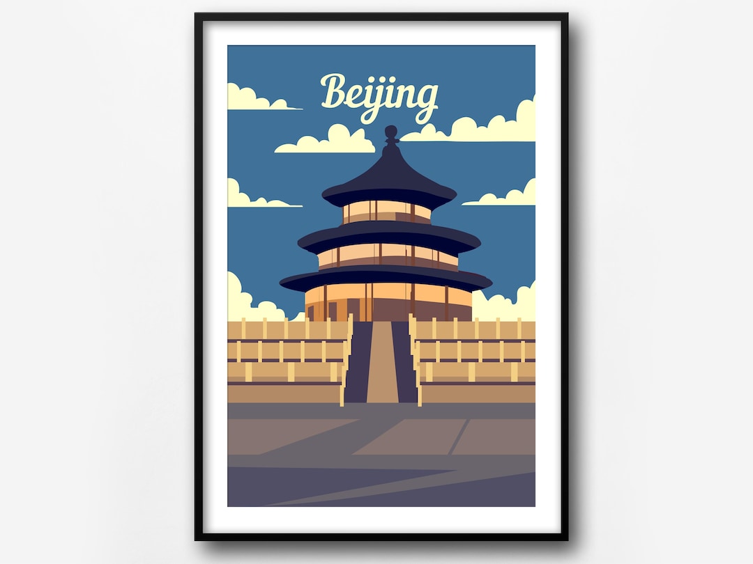 Beijing Vintage Travel Poster, China Retro Travel Poster, Beijing ...