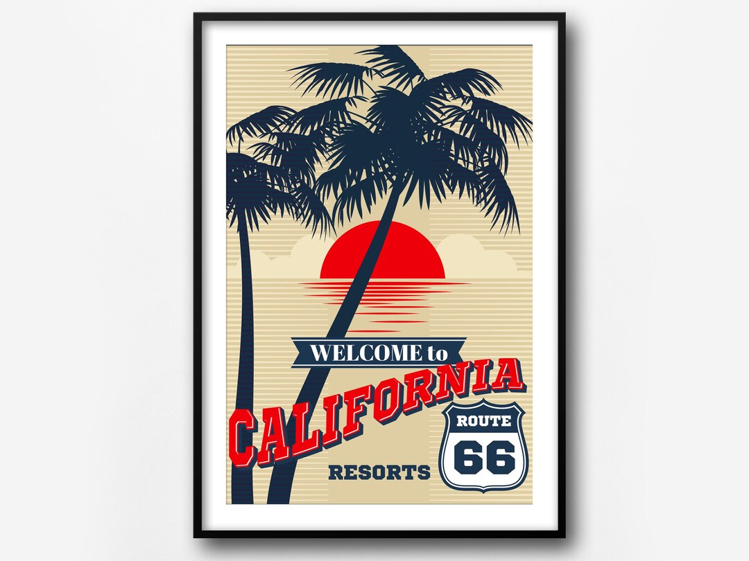 California Vintage Travel Poster, Retro Travel Poster, California Route ...
