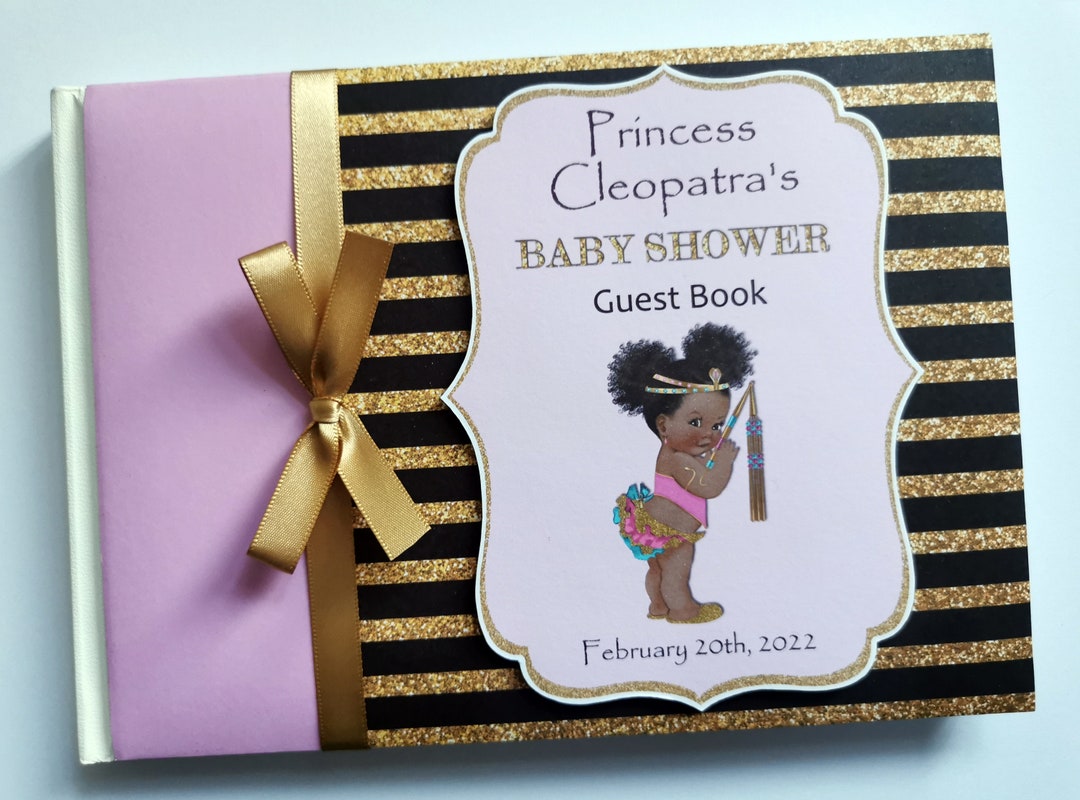Egyptian Princess Baby Shower Guest Book, Pink, Black and Gold Princess ...