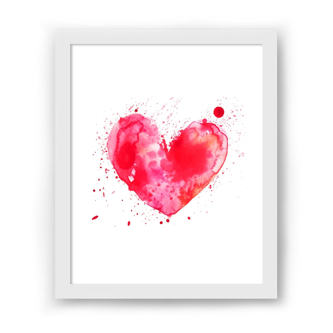Pink Heart Wall Print Watercolour Heart Wall Decor Heart - Etsy UK