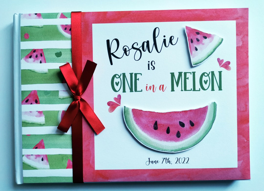 One in a Melon Birthday Guest Book, Watermelon Birthday Guest Book ...