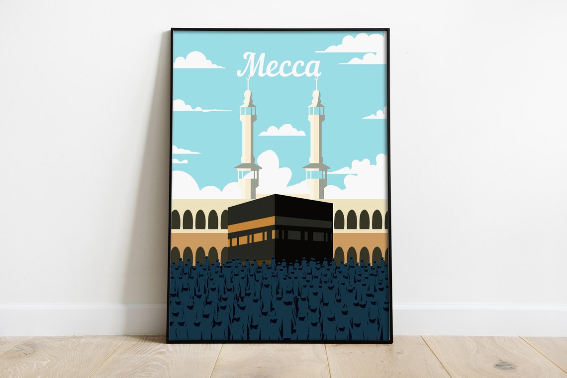 Mecca Retro Travel Poster Mecca Wall Print Saudi Arabia | Etsy UK