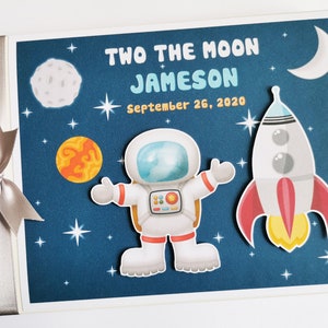 Personalised Outer Space Birthday Guest Book, Cosmonaut and Stars Sign ...