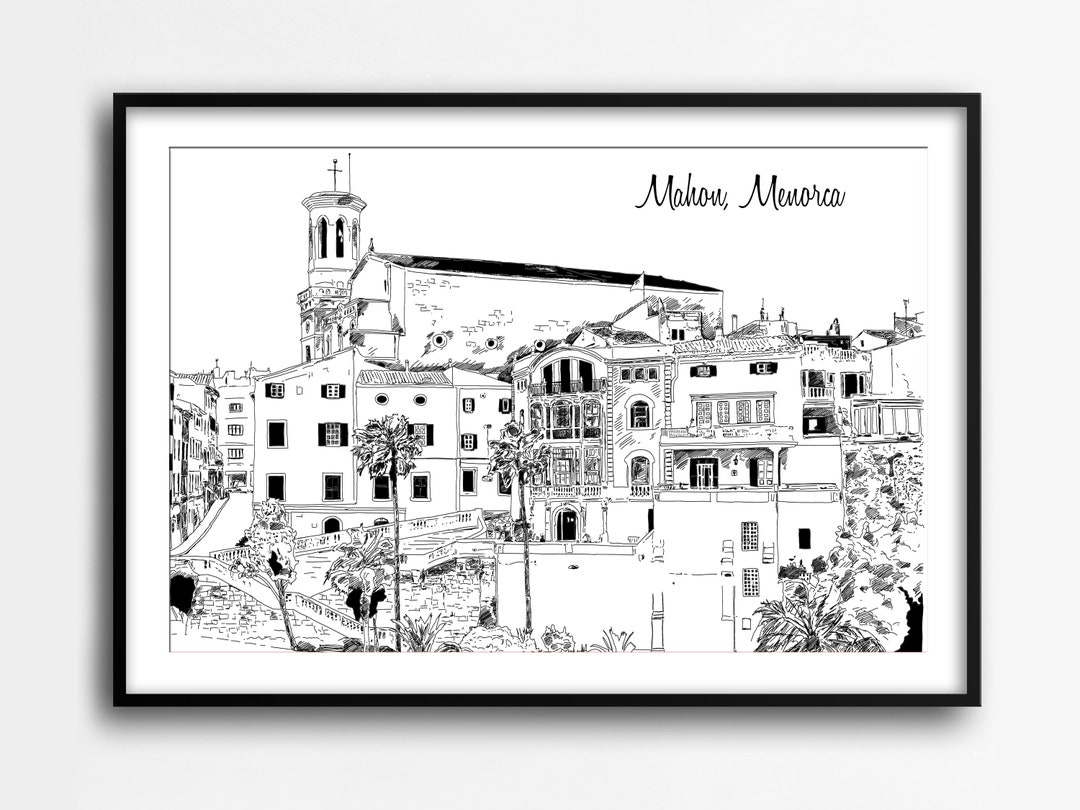 Mahon Sketch, Mahon Menorca Illustration Print, Home Decor, Mahon ...