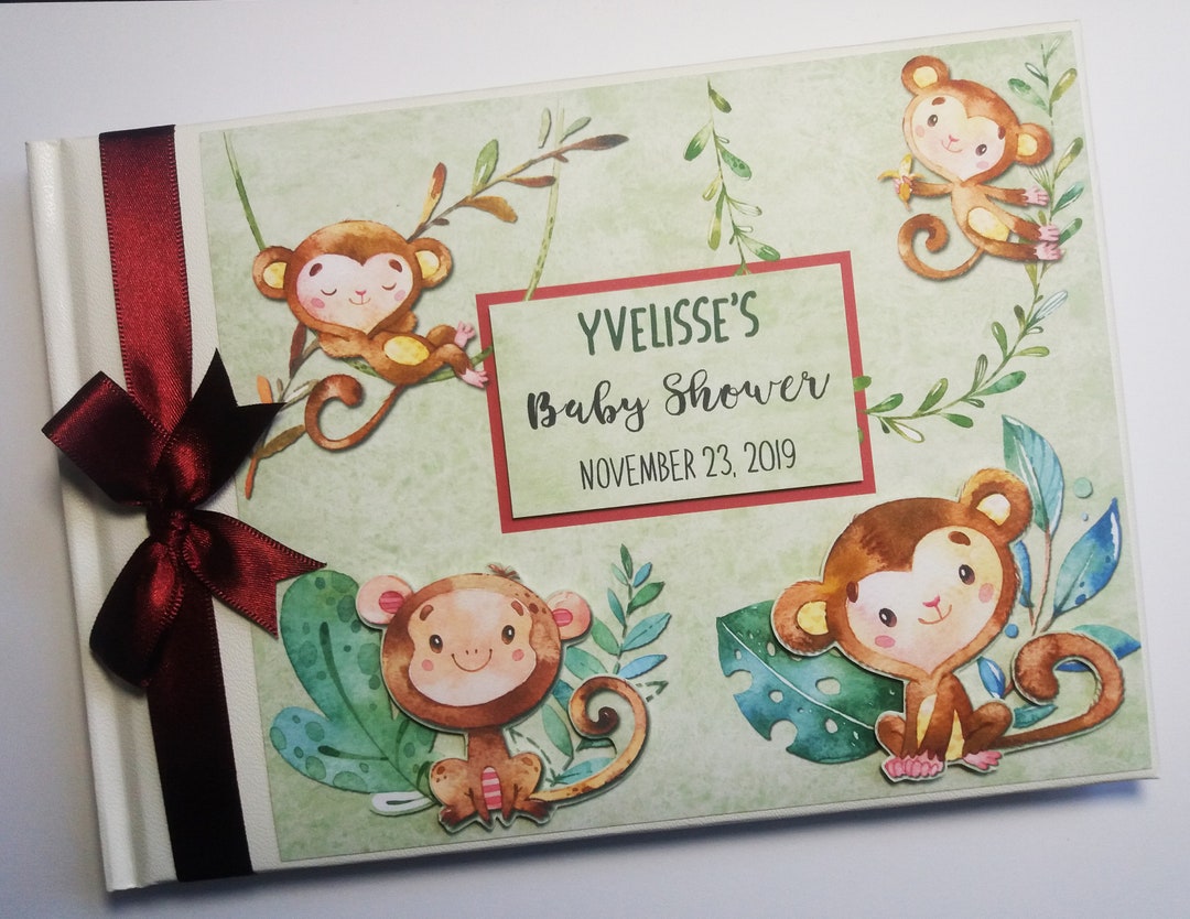 Personalised Cute Monkeys Birthday Guest Book, Monkeys Birthday Sign in ...