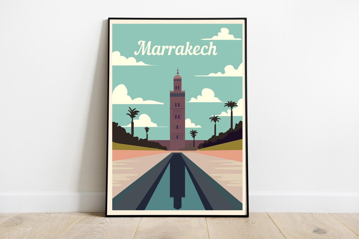 Marrakech Vintage Travel Poster Morocco Retro Travel Poster - Etsy UK