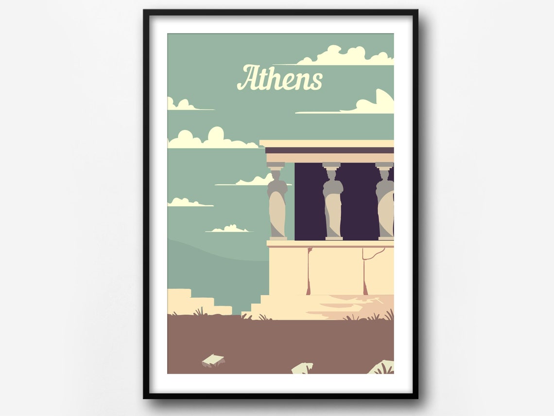 Athens Vintage travel print retro travel poster Athens | Etsy