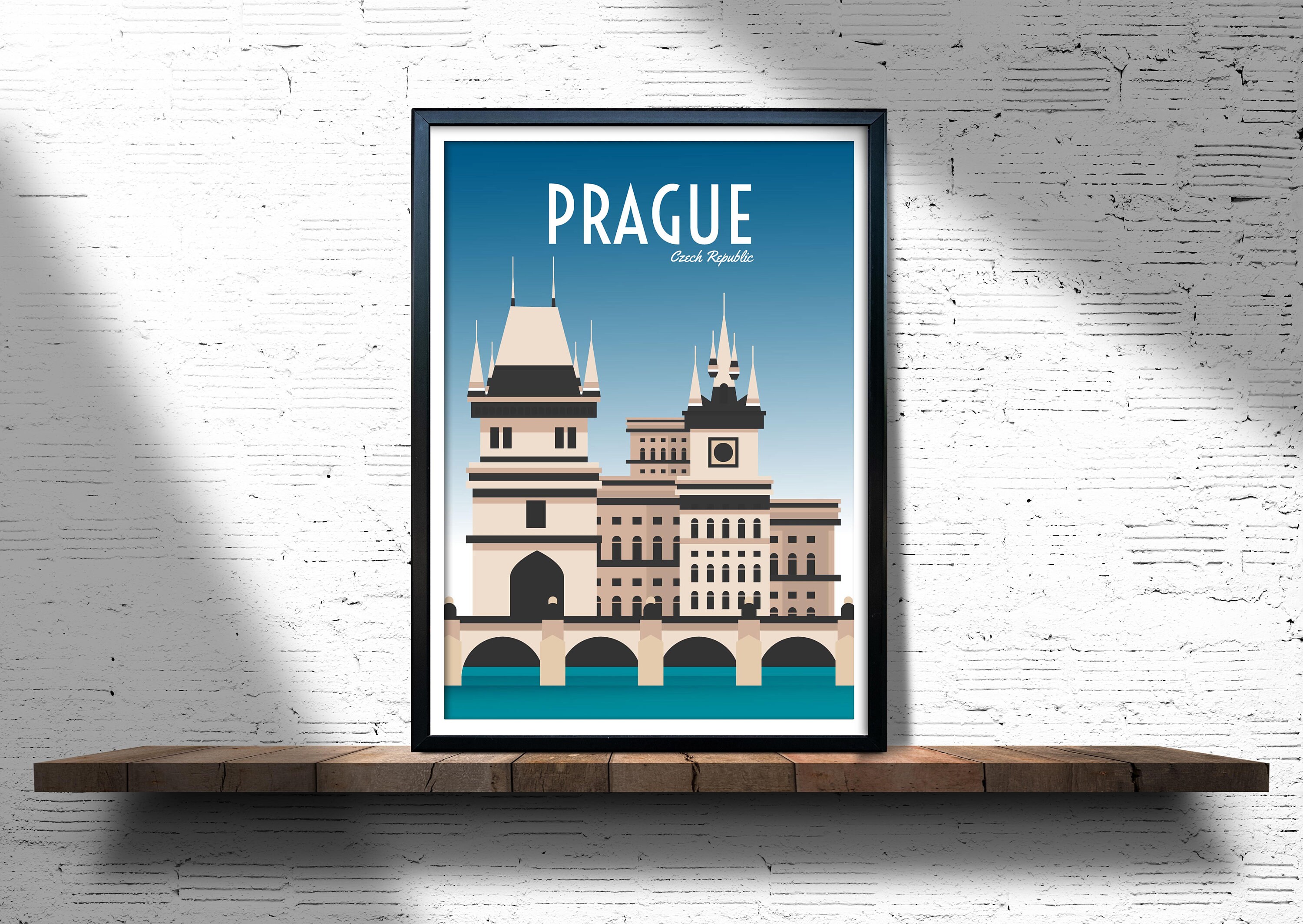Prague Travel Poster Prague Retro City Poster Czech Republic | Etsy UK