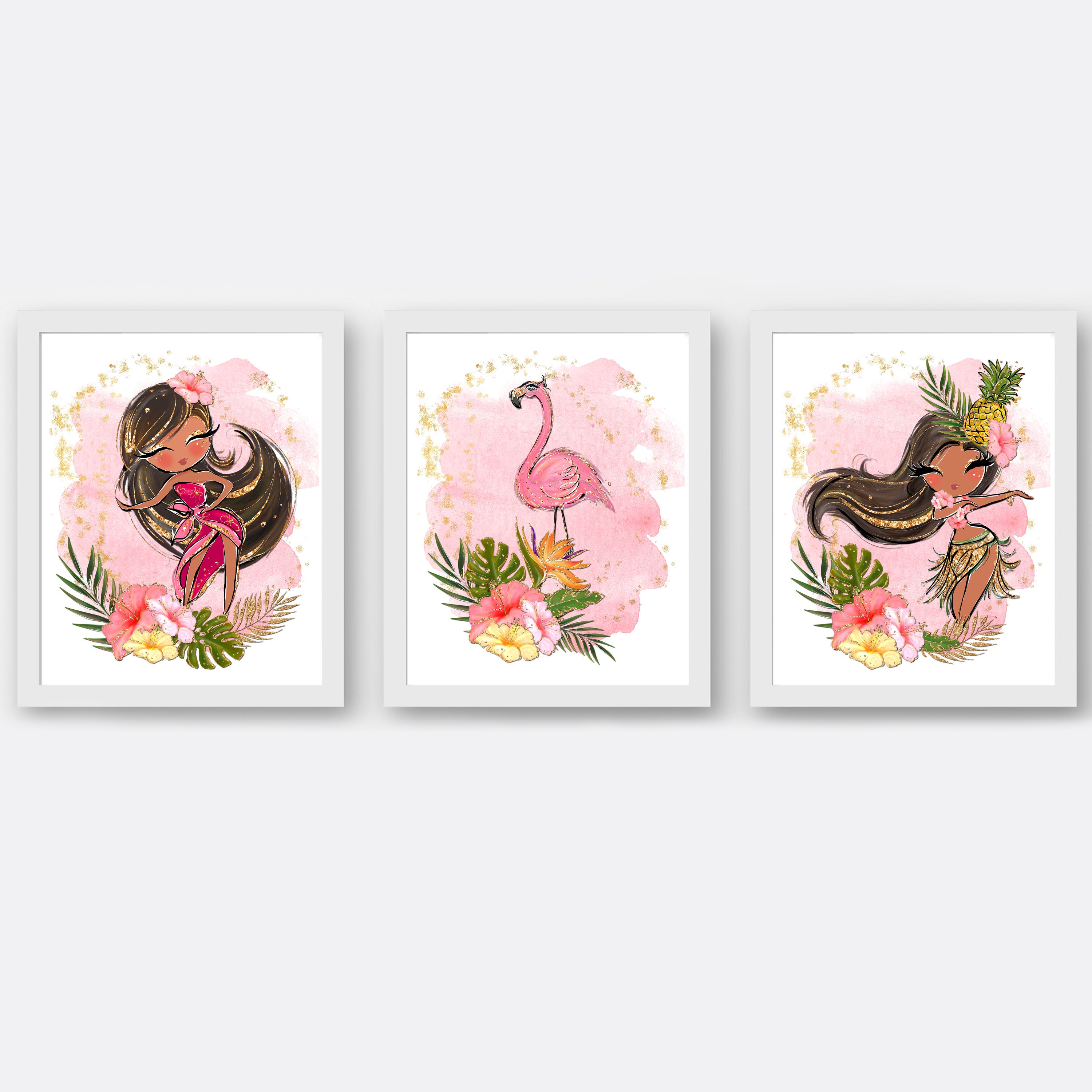 Tropical Hula Girls Wall Prints Tropical Hawaiian Luau Girl - Etsy