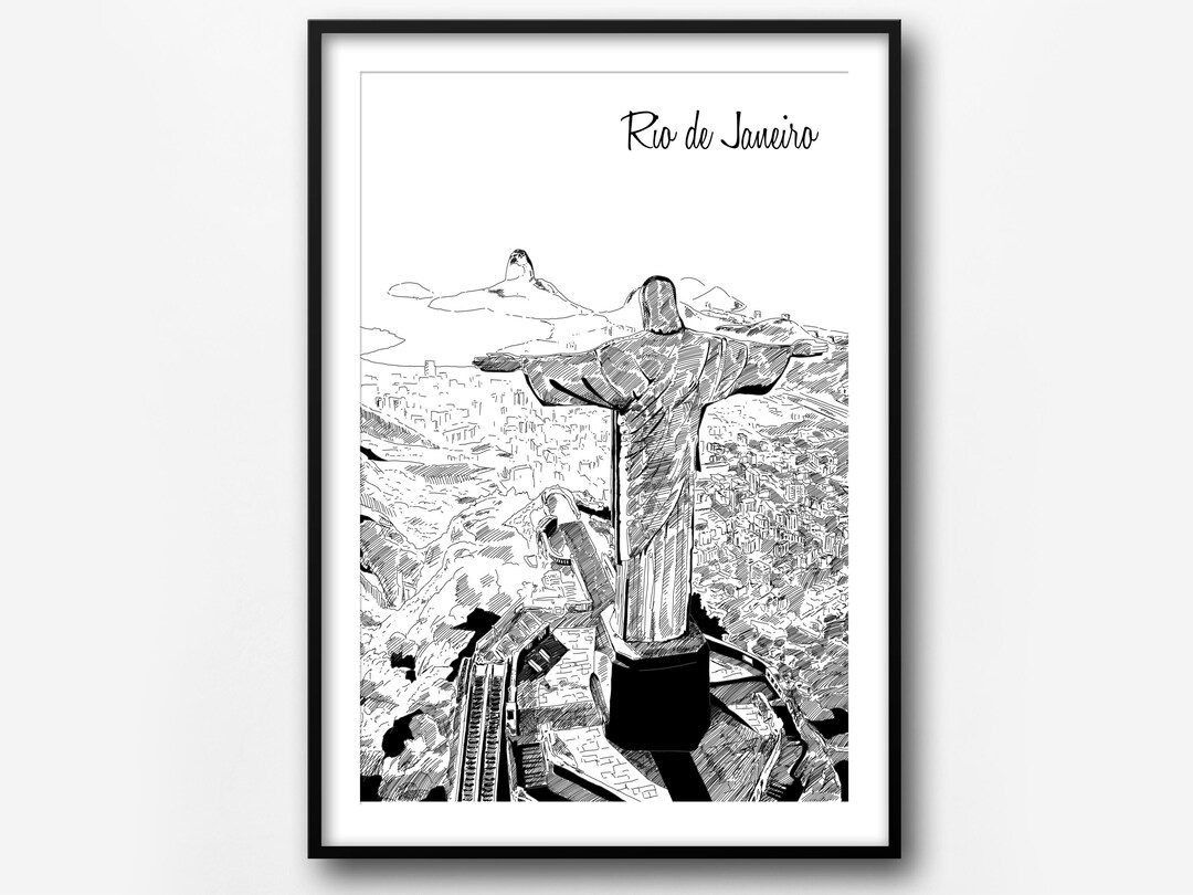 Rio De Janeiro Sketch, Rio De Janeiro Skyline Print, Brazil Drawing ...