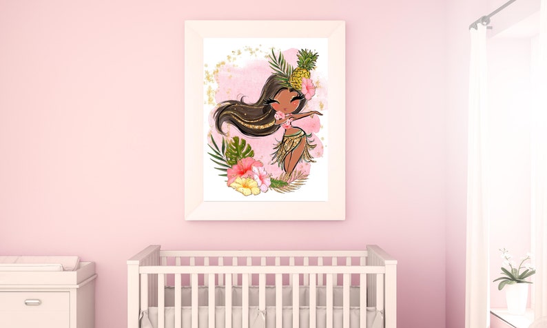Tropical Hula Girl Wall Print Tropical Hawaiian Luau Nursery | Etsy UK