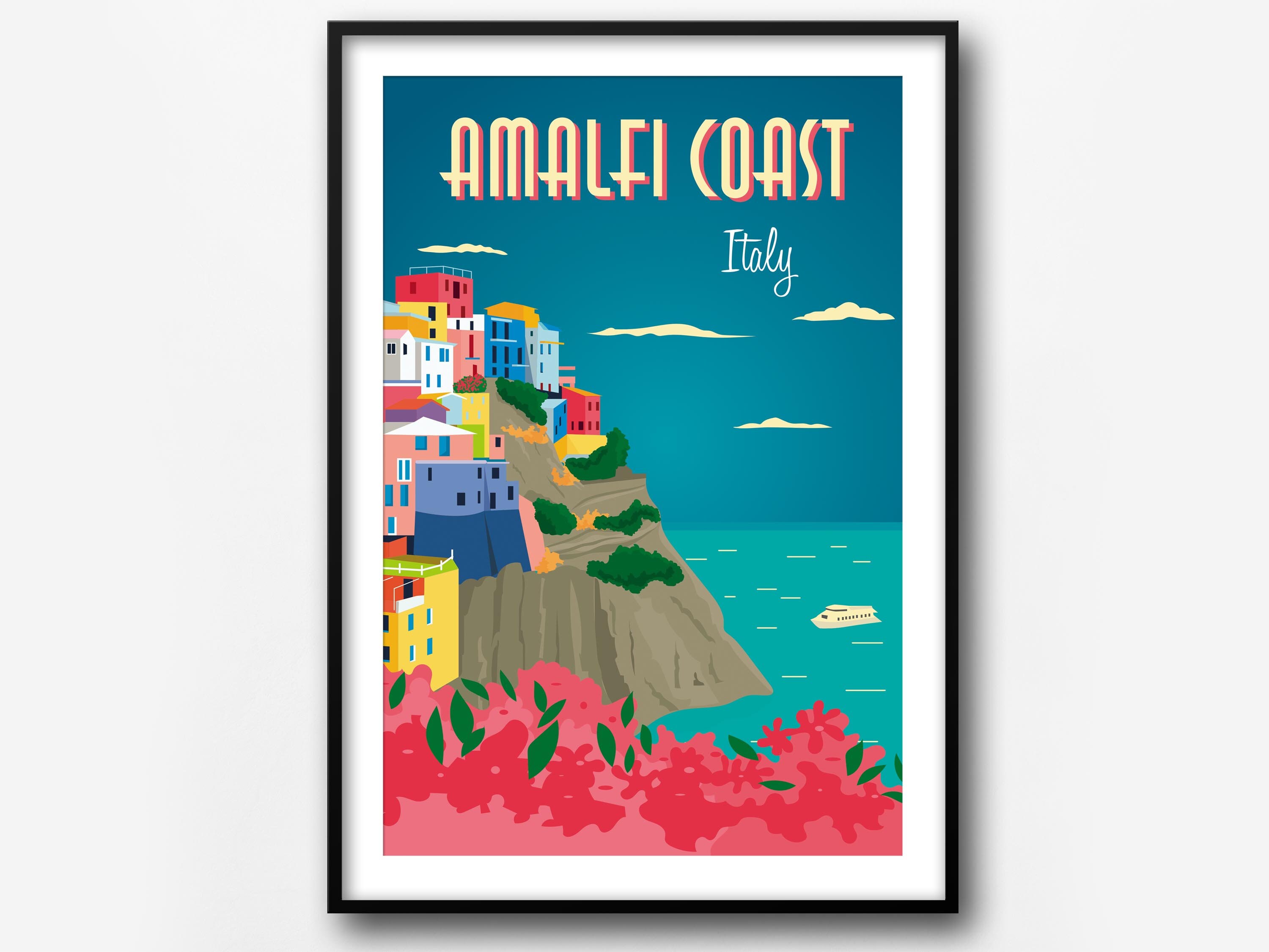 Amalfi Coast Italy Print Amalfi Coast Travel Poster Italy - Etsy