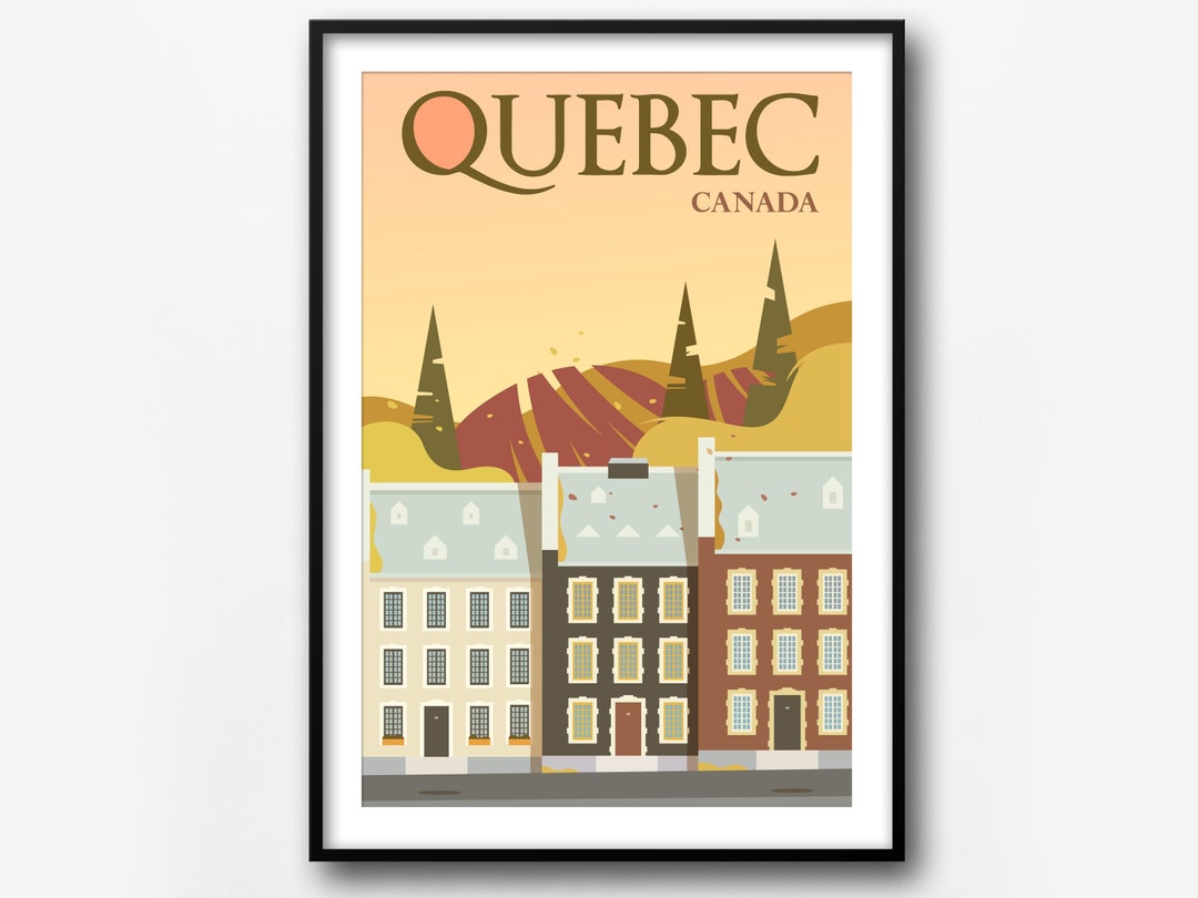 Quebec Travel Poster, Quebec Retro City Poster, Canada Travel Print ...