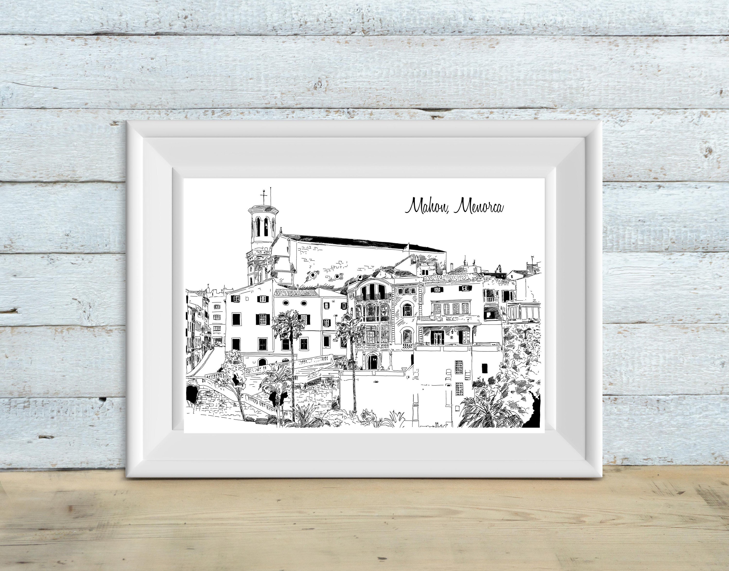 Mahon Sketch Mahon Menorca Illustration Print Home Decor - Etsy