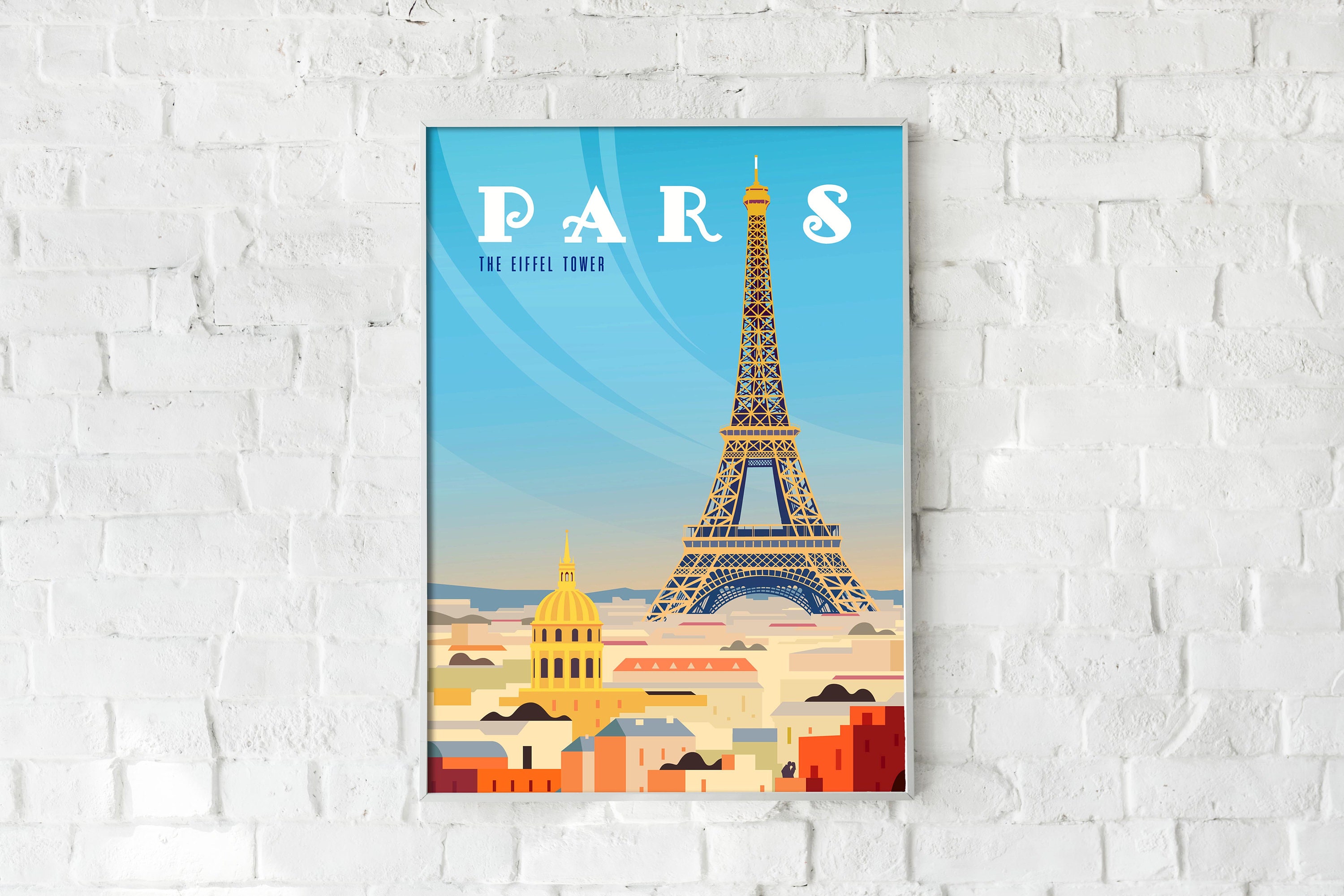 Paris travel print Paris City poster France retro travel | Etsy