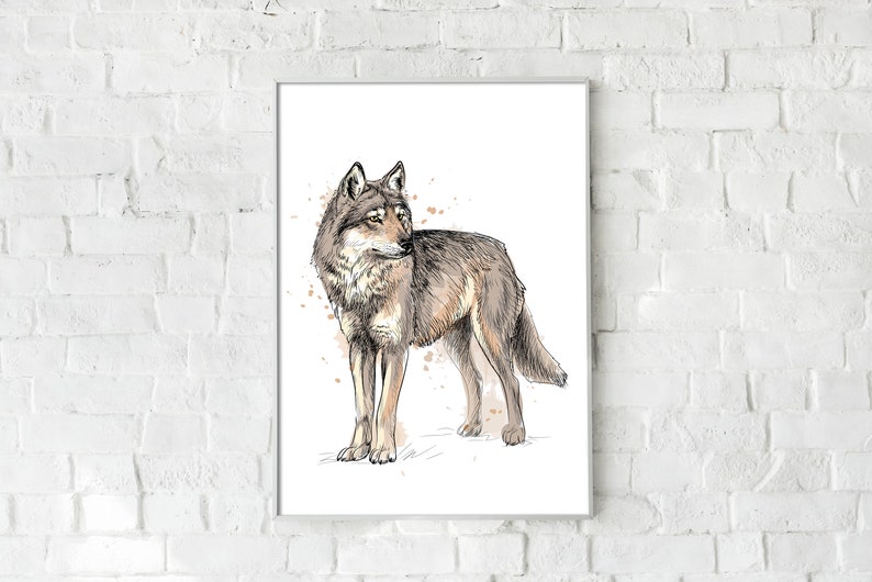 Wolf Print Wolf Watercolour Illustration Wolf Wall Art Wolf - Etsy
