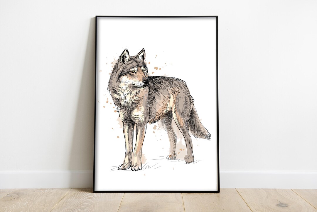 Wolf Print, Wolf Watercolour Illustration, Wolf Wall Art, Wolf Poster ...