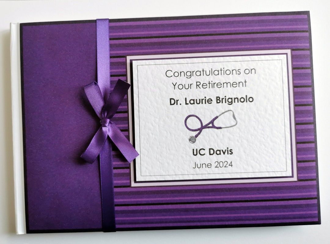 Personalised Doctor Retirement Guest Book, Purple Retirement Sign in ...