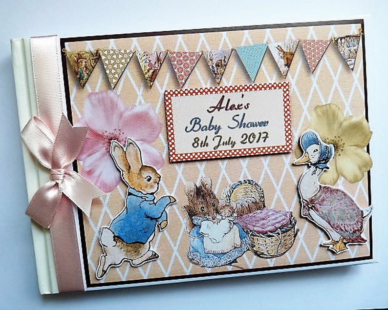 Peter Rabbit girl's birthday guest book Personalised | Etsy