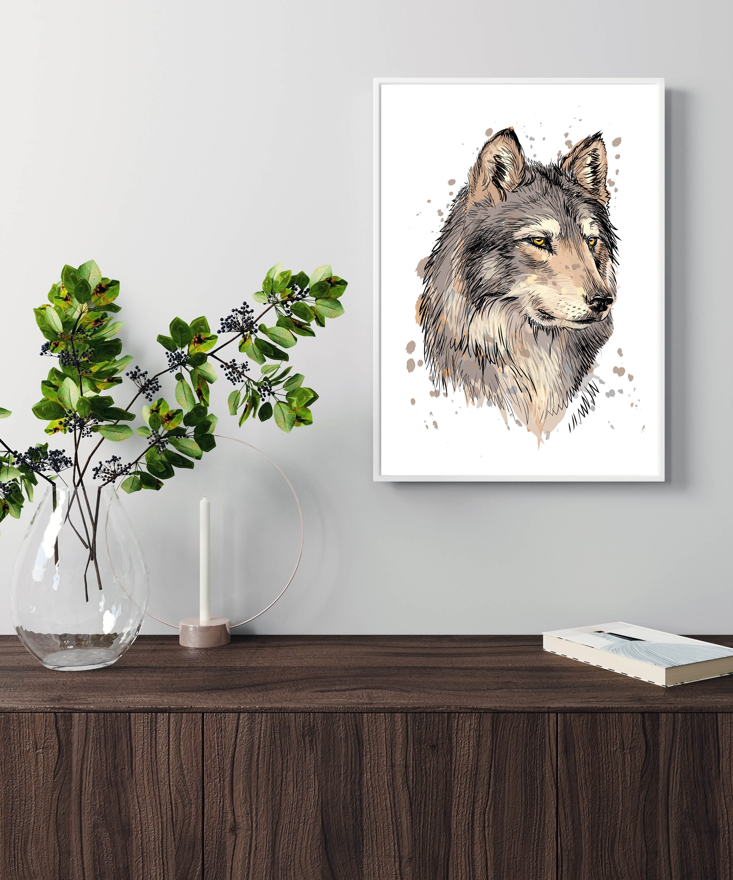 Wolf Wall Print Wolf Watercolour Illustration Wolf Wall Art | Etsy UK