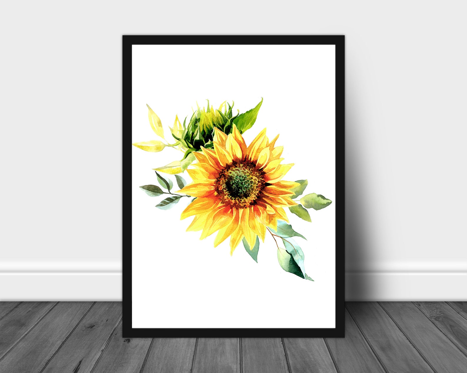 Watercolour Sunflowers Wall Prints Sunflowers Wall Decor | Etsy