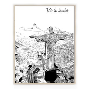 Rio De Janeiro Sketch, Rio De Janeiro Skyline Print, Brazil Drawing ...