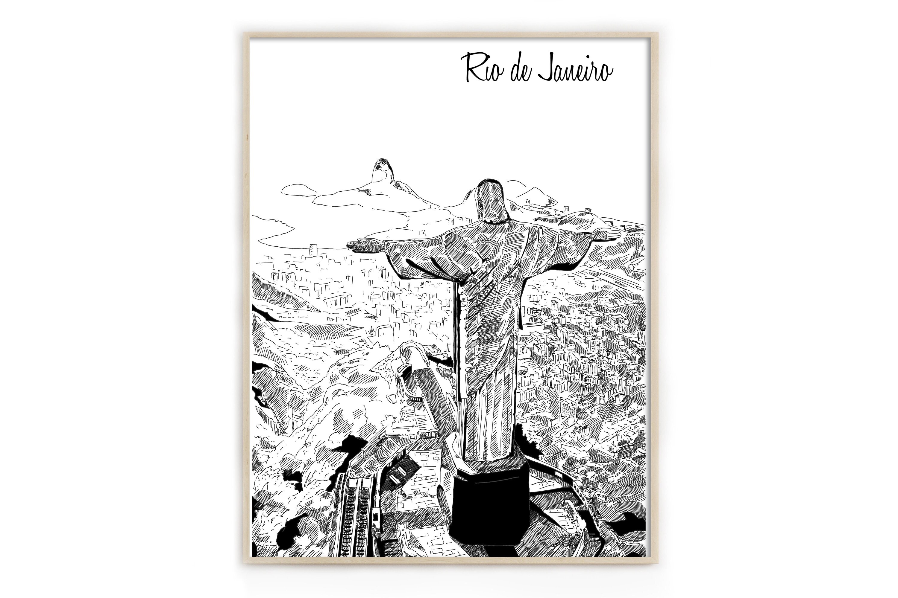 Rio De Janeiro Sketch Rio De Janeiro Skyline Print Brazil | Etsy UK