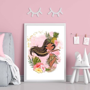 Tropical Hula Girl Wall Print, Tropical Hawaiian Luau Nursery Wall ...