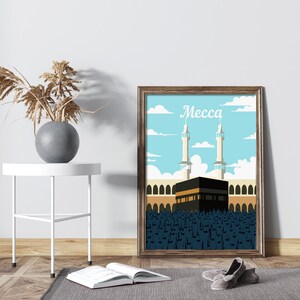 Mecca Retro Travel Poster, Mecca Wall Print, Saudi Arabia Retro Poster ...