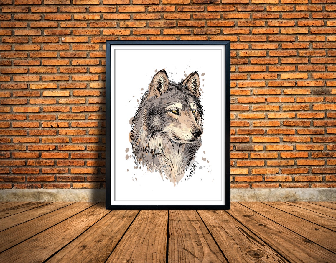 Wolf Wall Print Wolf Watercolour Illustration Wolf Wall Art | Etsy UK