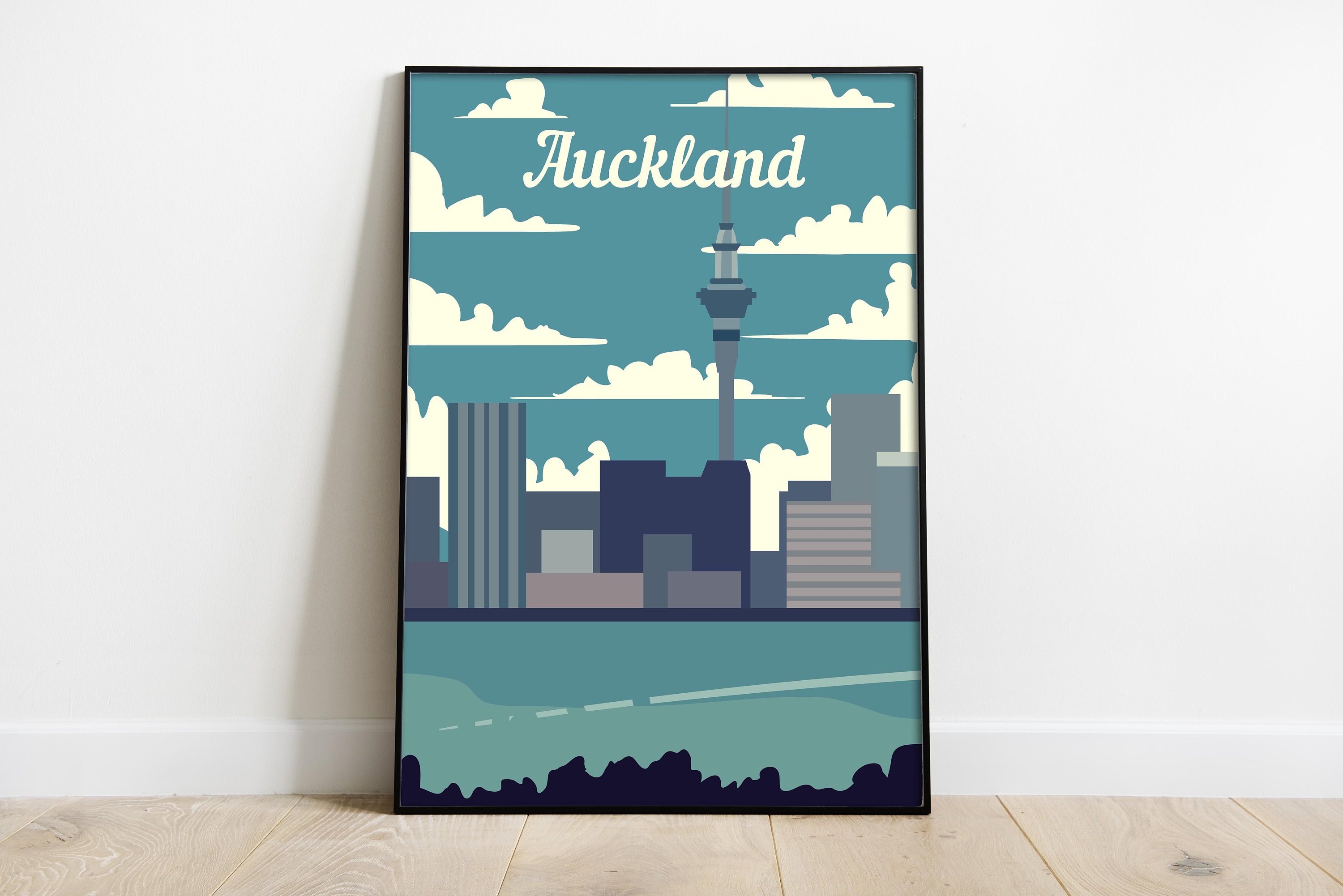Auckland travel poster Auckland retro city poster New | Etsy