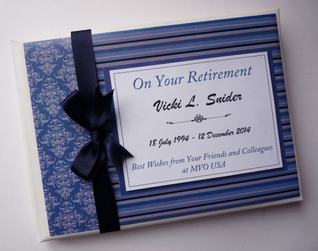 Navy Blue Retirement Guest Book, Personalised Retirement Sign in Book ...